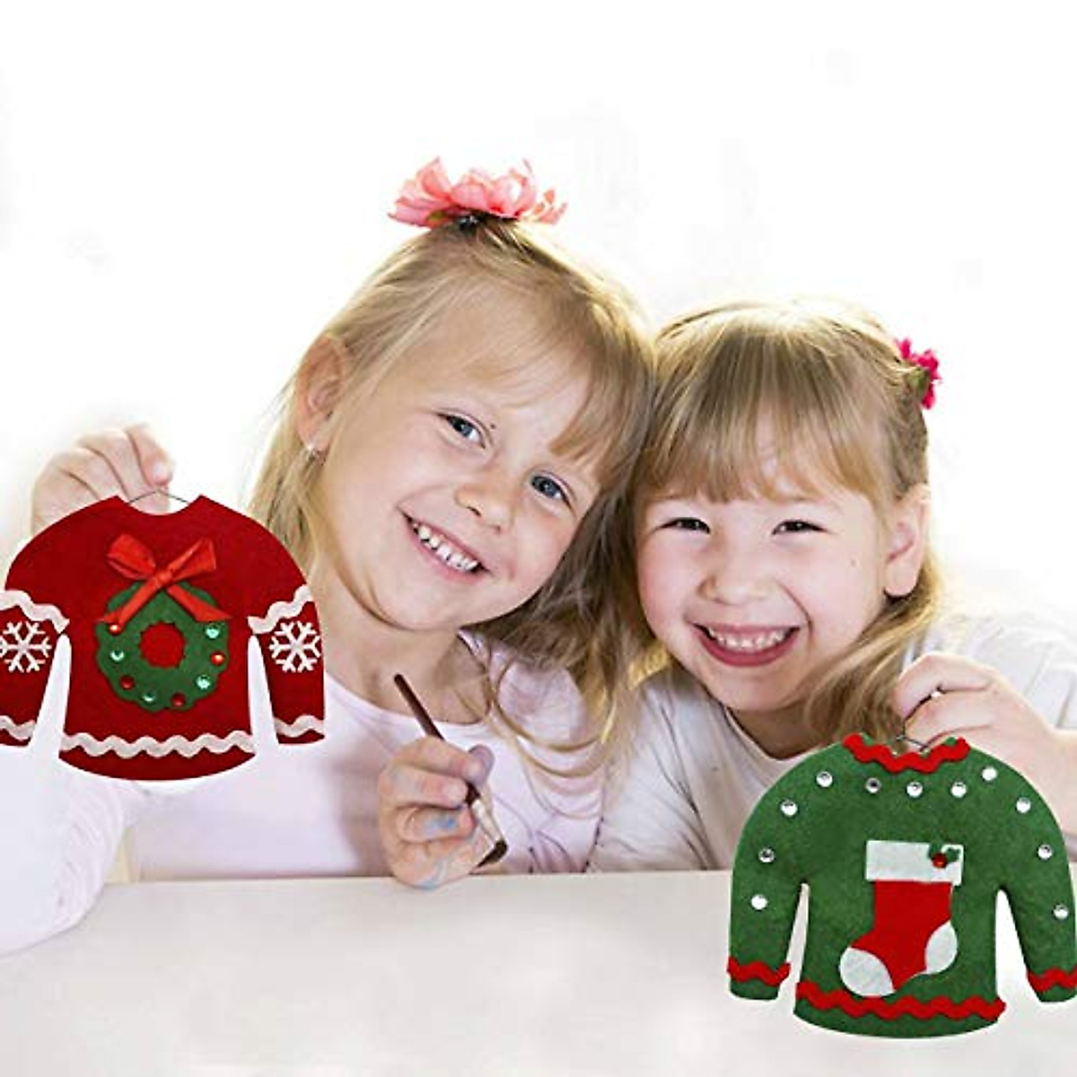 6 DIY Ugly Sweater Christmas Tree Ornament Holiday Craft Kit Decoration for Kids Gift Toys Stuffers Décor