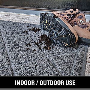 Sierra Concepts Large Cat Litter Mat 36"x24" - Kitty Box Pet Food Bowl Trapping Dirt, Soft on Paws Feeding Accessories, Waterproof, Anti Slip, Floor Door Mats Low Profile Heavy Duty Durable, Gray