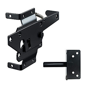 skysen Carbon Steel Self Closing Vinyl Fence Single Gate Hinge and Latch Hardware Kit -2 Hinges and 1 Latch (Single Gate Kit-cs)