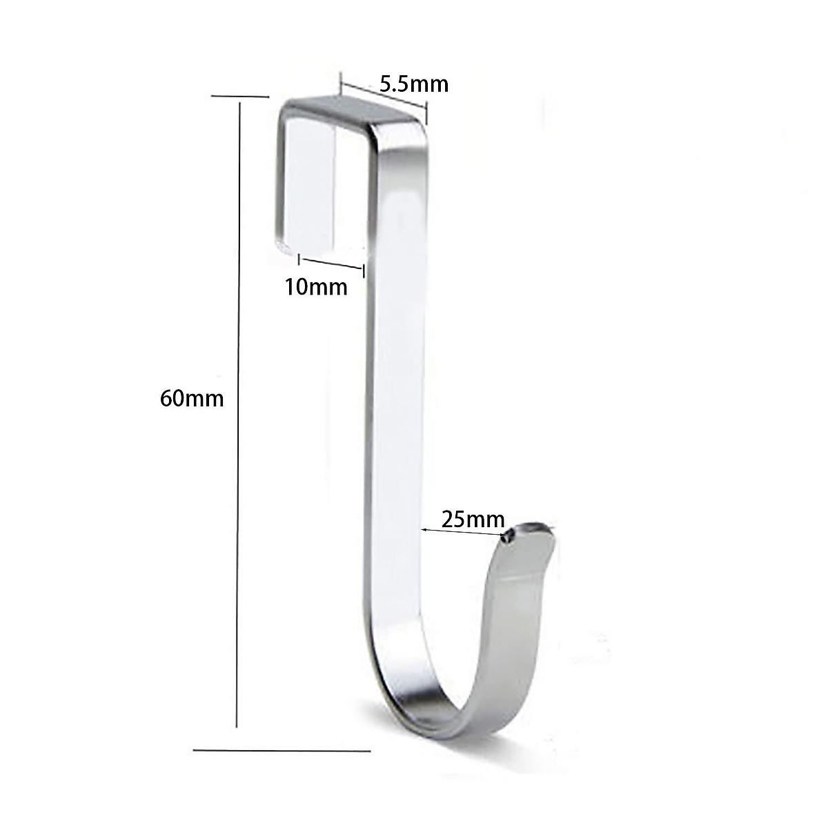 EL EASTORE LIFE Hooks,304 Stainless Steel Hook,Multi-Functional Flat Hook for Hanging, Drying, Kitchen Spoon Hanger Supermarket 10 Packs (2.36 inch)