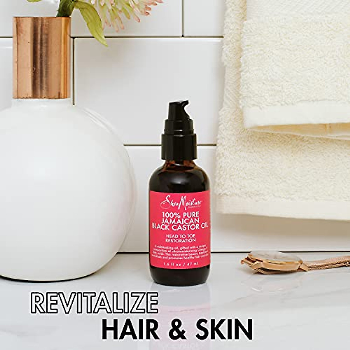 SheaMoisture Head To Toe Oil and Hair Oil for Dry Hair and Skin Jamaican Black Castor Oil Paraben Free Hair Oil, Body Oil 1.8 oz