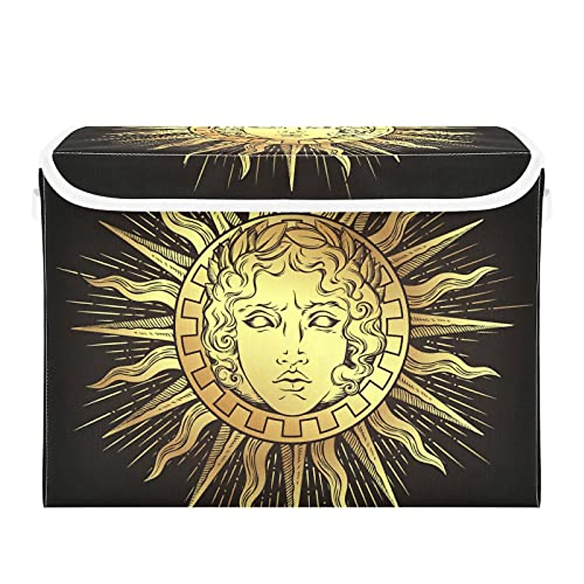 RunningBear Sun Large Storage Bins with Lid Collapsible Storage Bin Household Basket Boxes Decorative Storage Boxes for Living Room Office