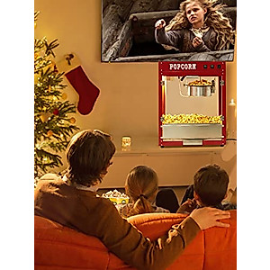 Garvee Commercial Popcorn Machine - Electric Extra Large Popcorn Popper Machine 8 oz Kettle, Popper Popcorn Maker for 60 Cups for Batch,Movie Theater Poppers Machine with 10 PACK Popcorn Buckets