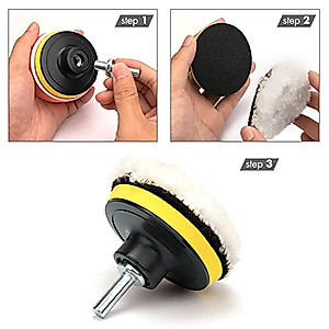 YCHOW-TECH Car Foam Drill 3-Inch Buffing Pad, 24PCS Car Buffers and Polishers Kit,Buffing Pads for Drill, Car Wax Buffer for Drill Car Buffer Polisher Kit for Car Polishing, Waxing, Sealing Glaze