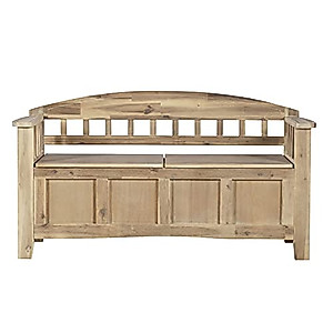 Linon Natural Washed Storage Frankie Bench, Seat Height of 18"