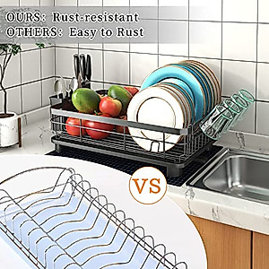 Godboat Dish Rack with Drainboard, Dish Drainers for Kitchen Counter, Drying Rack with Utensil Holder, 360° Swivel Spout, Design for Long-Lasting and Space Saver