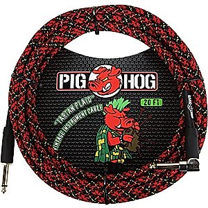 Pig Hog PCH20PLR Right-Angle 1/4" to 1/4" Tartan Plaid Guitar Instrument Cable, 20 Feet