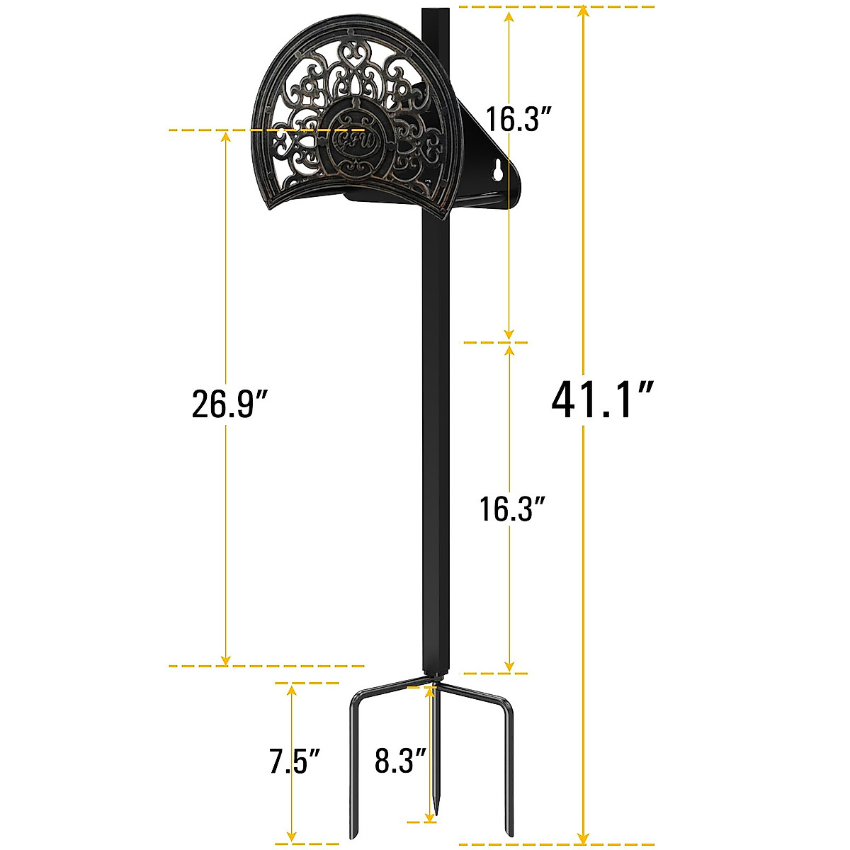 GOFORWILD Garden Hose Holder Butler, Decorative Sturdy Water Hose Rack, Durable Wall Hose Hanger, Holds 125-Feet of 5/8-Inch Hose, Hose Reel, Made of Stainless Cast Aluminum, 7009