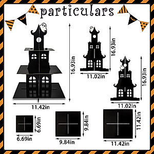 3-Tier Halloween Cupcake Stand Tower Halloween Castle Cake Stand Halloween Round Cardboard Dessert Tower Dessert Tree Tower for Halloween Party Supplies Dessert Serving Tray for Halloween Decorations