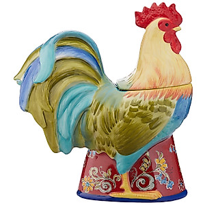 Certified International Morning Bloom 3-D Rooster Cookie Jar, 64 oz, Multicolored