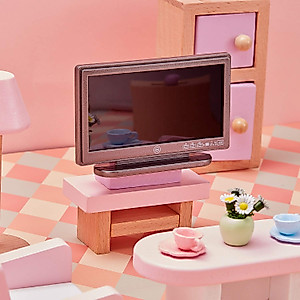 Skylety 2 Pieces 1:12 Miniature TV Television with Remote Control Dollhouse Television Dollhouse Mini Furniture Model Dollhouse Decoration Accessories