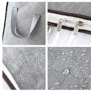 Home Quilt Storage Bag Foldable Non-Woven Transparent Window Handle Storage Bag for Clothes Quilt Toys