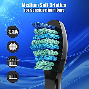 10 Pack Toothbrush Replacement Heads Compatible with Fairywill FW-507/508/515/551/917/959/2011, FW-D1/FW-D3/FW-D7/FW-D8, Most SG Series, HP126A, TB-5 Medium Soft Bristles Brush