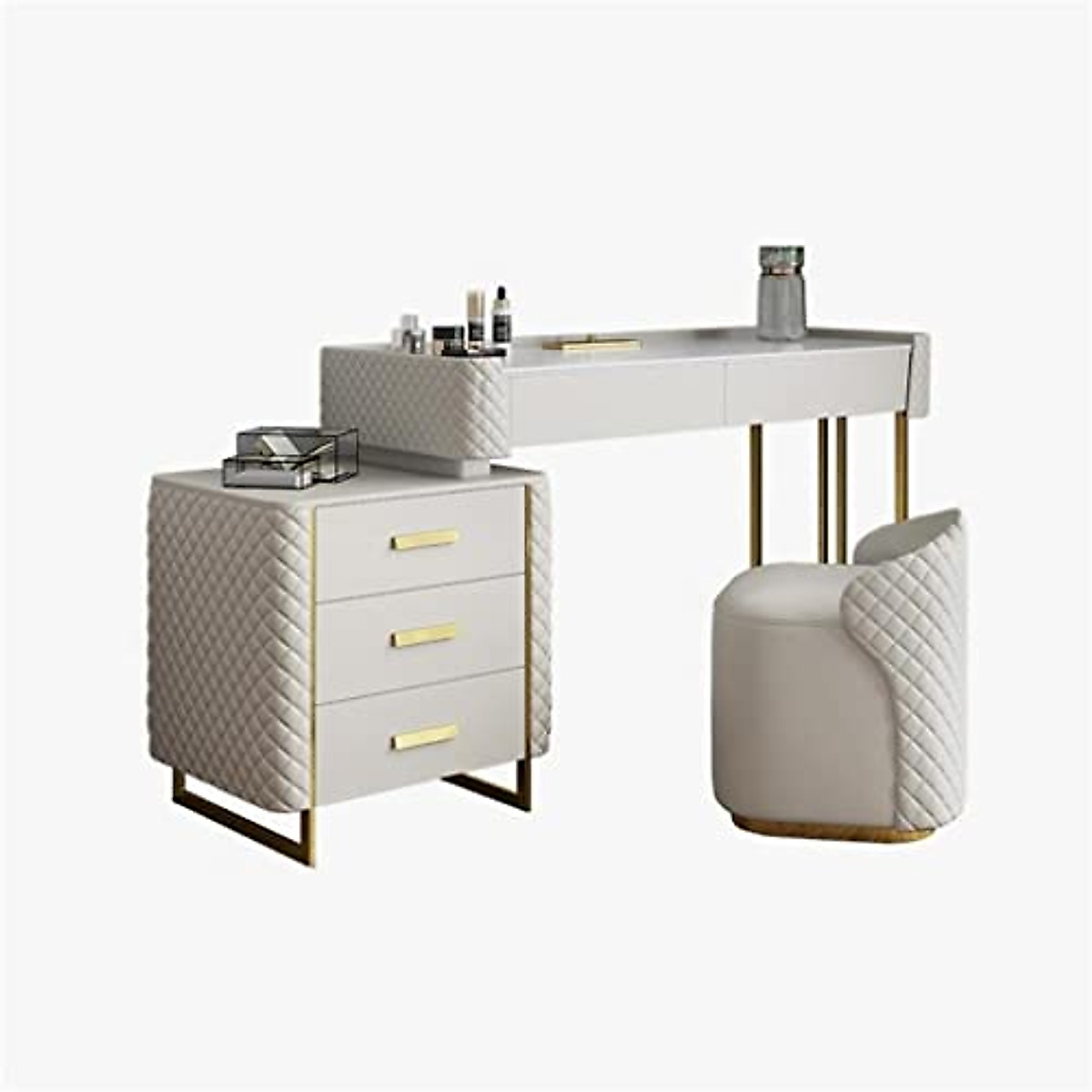 SDGH Dressing Table Set with LED Lighting Side Cabinet and 5 Drawers ...