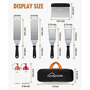 homenote Griddle Accessories Kit, Exclusive Griddle Tools Spatulas Set for Blackstone - 8 Pcs Commercial Grade Flat Top Grill Accessories - Great for Outdoor BBQ, Teppanyaki and Camping