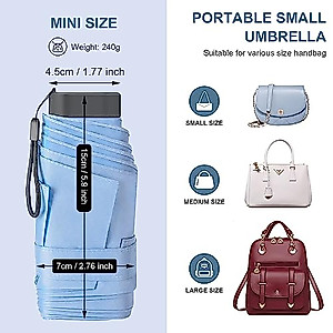 LEAGERA Compact Travel Umbrella with Case - Mini Umbrella for Purse, Small Lightweight &Tiny Design Perfect for Parasol Outdoor Sun&Rain Umbrellas