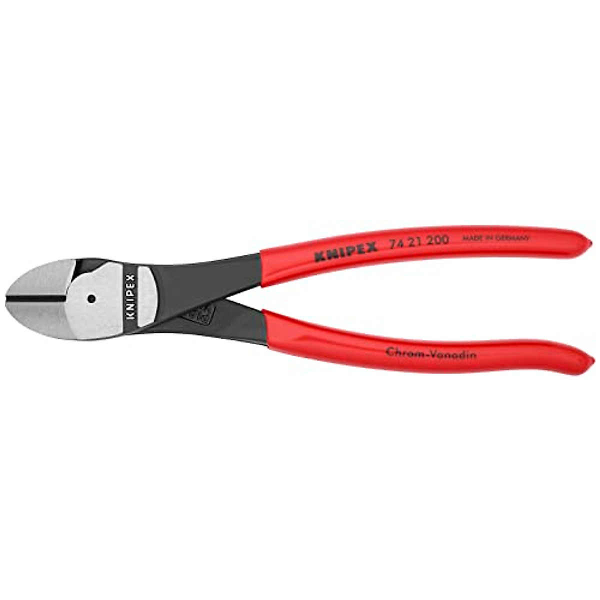 KNIPEX Tools 74 21 200, 8-Inch High Leverage Angled Diagonal Cutters