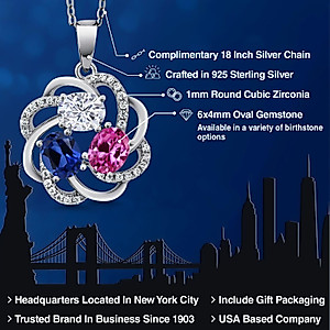 Customized Personalized Women's Necklace with 3 Gemstone Birthstone | 925 Silver Jewelry for Mom Wife Grandma Sister Friend | 18 Inch Chain | Anniversary Birthday Mother’s Day Christmas Valentine's