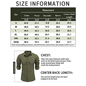 COOFANDY Men's Linen Button Down Long Sleeve Shirts Casual Summer Solid Oxford Dress Shirt ArmyGreen