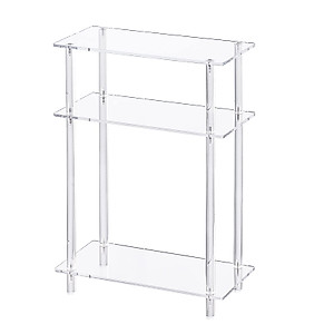 HMYHUM Acrylic Narrow Side Table for Small Spaces, 7" Wide Skinny Nightstand/Bedside Table for Bedroom, Slim Small End Table, 3 Tier, 15.7" L x 22.9" H, Clear