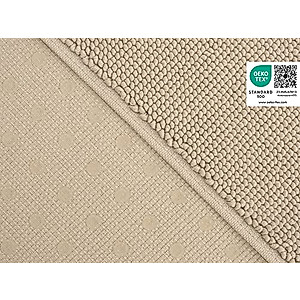 Cotton Paradise Bath Rug for Bathroom, 17x24 inch 100% Cotton Non Slip Bath Mat Rug, Soft Absorbent Machine Washable, Beige Bath Rug