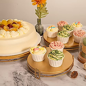 Nelhalt Gold Cake Stand 3 Pcs, Modern Dessert Table Display Set 12 in. L + 10 in. L + 8 in. L x 2 in. H Tiered Cupcake Holder Candy Fruit Plate Decoration for Wedding Birthday Party Celebration