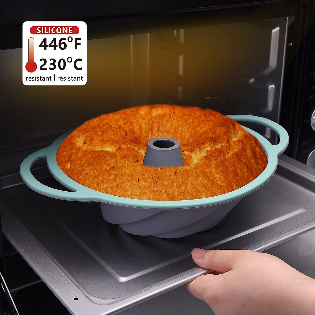 COOKSTYLE 2 Pack Bundt Cake Pan, 9 Inch Cake Pan, Bundt Cake Pans for Baking, Cake Pan for Buntelet, Brownie, Jello, Flan, Meatloaf