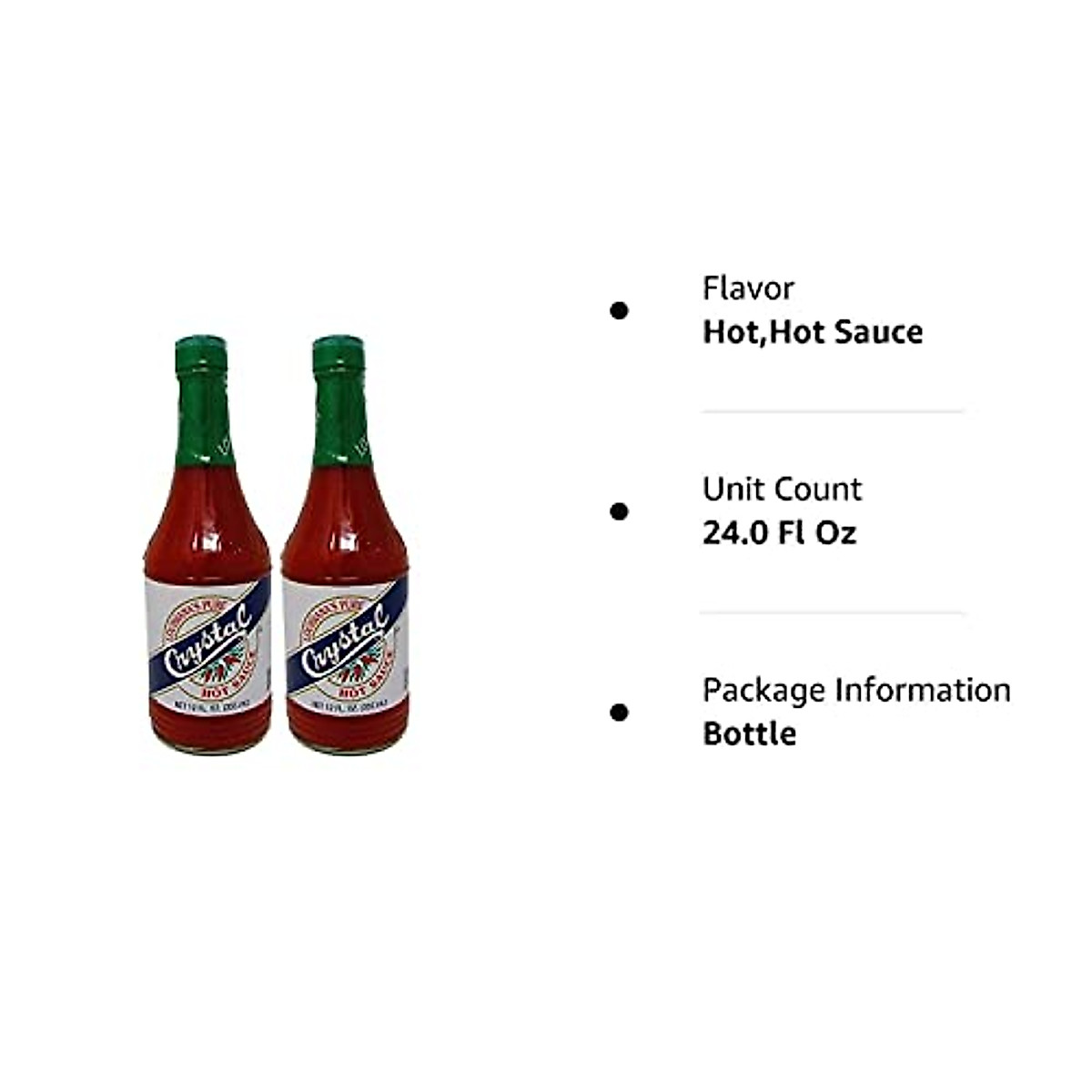 Bundle-2 Items : Crystal Hot Sauce Louisiana's Pure Hot Sauce, 12 Oz (Pack of 2)