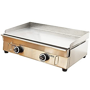 TECHTONGDA LPG Gas Countertop Flat Top Griddle Commercial Stainless Steel Griddle Grill Hot Plate BBQ Teppanyaki Grill with Adjustable Temperature Control for Restaurant Kitchen 2800Pa 28.94x16.14 in