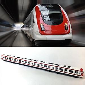 VANTIYAUS Train Model, 4pcs Car Set Alloy City Rail Subway Train Model,1/64 Scale Alloy Subway/Car Model, Red White