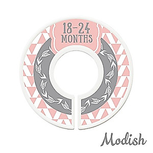 Modish Labels Baby Clothes Size Dividers, Baby Closet Organizers, Size Dividers, Baby Closet Organizers, Closet Dividers, Clothes Organizer, Girl, Woodland, Arrows, Tribal, Pink, Grey, Gray (Baby)