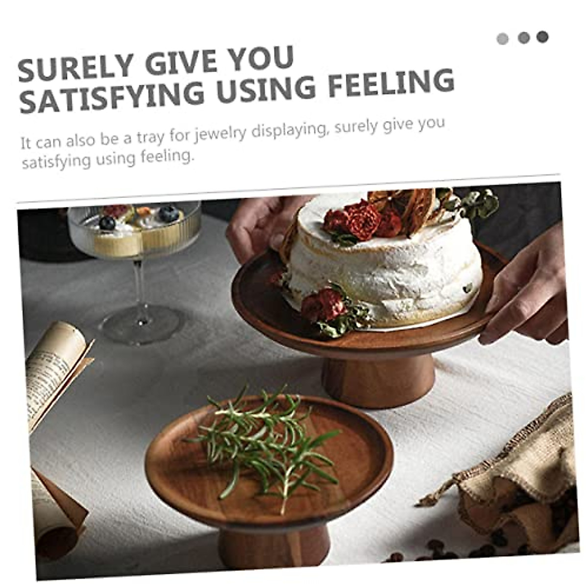 GRIRIW Tall Cake pan Wood Serving Tray Wood Tray Trays for Coffee Table Christmas Display Tower Rustic Cake Plate Cupcake Stand Coffee Table Plate Organizer Trays Candy nut Tray Food