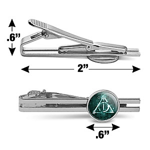 GRAPHICS & MORE Harry Potter Deathly Hallows Logo Round Tie Bar Clip Clasp Tack Silver Color Plated