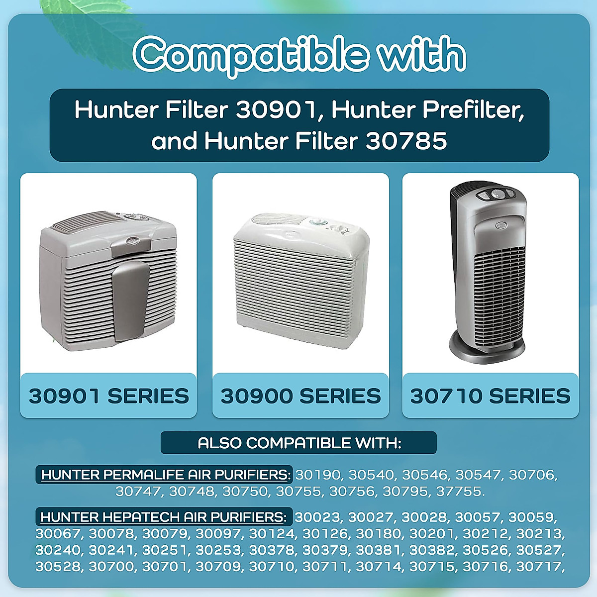 Breathe Naturally Replacement Carbon Pre-Filters Compatible with Hunter 30901, HEPAtech and QuietFlo Air Purifier - Activated Charcoal Filter Sheet - 16" x 30"x 0.2" (Pack of 2, Carbon Prefilters)