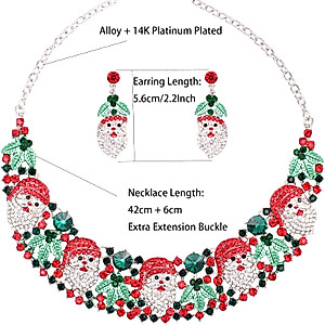 SFE luxury Bib Santa Claus Christmas necklace Christmas Tree Earring Costume Jewelry Set Gifts for Women(Style2-Platinum Plated)