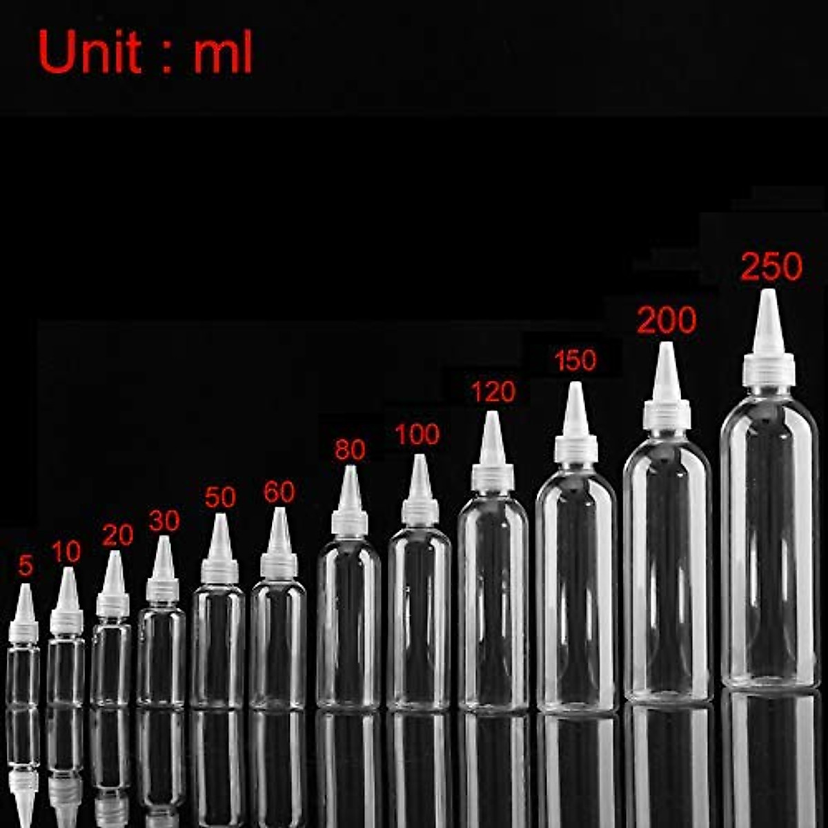 5PCS Empty Dropper Bottles Squeeze Bottles, Sharp-mouth Container with Twist Top Cap Clear Refillable Bottles, for Oil Paint Liquid Glue(100ml)