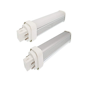 E-Simpo 2pcs G24Q 4Pin 7W 5.4"/138mm 6000K Plug in LED Bulb PL Horizontal Recessed Ceiling Downlight Sideview CFL 2U PL-C 13W Equivalent Replacement(Need Throw Ballast) G24Q Base 4-Pin, Daylight