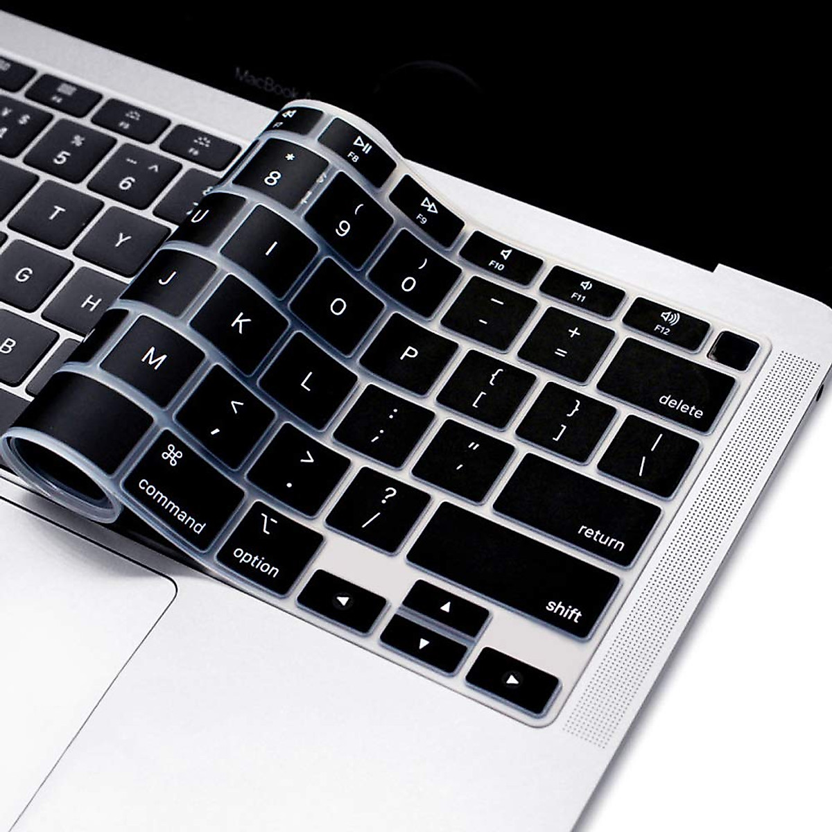 ProElife Ultra Thin Keyboard Cover Skin for 2021-2020 MacBook Air 13 Inch Model A2337 Apple M1 Chip A2179 (U.S Layout) with Touch ID Accessories Keyboard Silicone Protective Skin (Black)