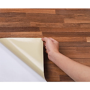 Self Adhesive Wood Butcher Block Contact Paper for Kitchen Countertop Cabinets Door Table Desk Furniture Decal Wallpaper 15.7X117 Inches (Dark Color)