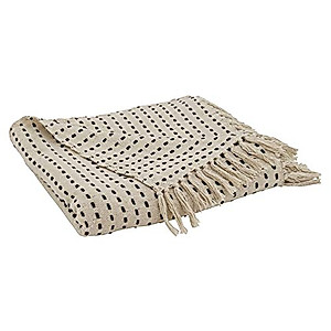 SARO LIFESTYLE Stitched Line Throw, Ivory, 50"" x60 (TH818.I5060)