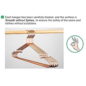 Koobay 16.5” Rose Gold Shiny Metal Wire Clothes Hangers, 10-Pack, Non Slip Shoulders for Shirts Coat Slacks Storage Display (10)