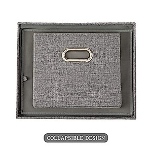 Collapsible File Box Storage Organizer with Lid [1-Pack] Decorative Linen Filing Storage Office Box Hanging Letter/Legal Folder Home Office Bins Cabinet Container