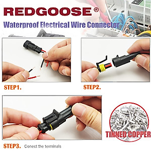 REDGOOSE 10 Pack 2 Pin Male and Female Auto Waterproof Electrical Wire Terminal Connector for Motorcycle,Scooter,Car,Truck,Boats