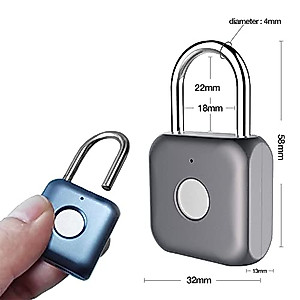 Fingerprint Padlock eLinkSmart Gym Padlock Locker Lock: Blue Metal Keyless Thumbprint Lock for Gym Locker School Locker Backpack Suitcase Luggage