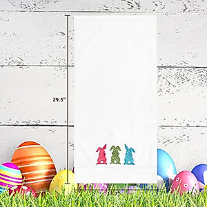 GreenPine 2 Pack Easter Hand Towels Whtie Towels 100% Cotton Embroidered Premium Luxury Decor Bathroom Decorative Dish Towels Set for Drying, Cleaning, Cooking, Holiday Towels Gift Set 14 "X 29"