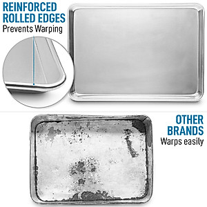 Zulay Large Aluminum Baking Pan - Half Sheet (13" x 18") Baking Sheet For Oven - Perfect Cookie Sheet For Baking, Commercial Or Home Use - Heavy Duty & Encapsulated Rim Half Sheet Pans