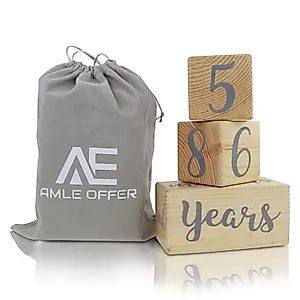 Handmade Wooden Baby Milestone Blocks | Engraved Monthly Age Markers | Photos and Nursery Decor | Weeks Months Years Grade | Newborn Photo Props | Perfect Pregnancy Gift and Keepsake | Month Photos