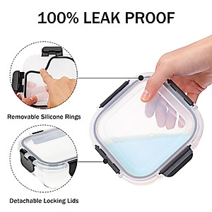 Moretoes 14pc Glass Food Storage Containers, Glass Soup Canisters with Lids Set, Airtight Glass Meal Prep Containers with Lids for Microwave, Oven, Freezer & Dishwasher Friendly, Grey