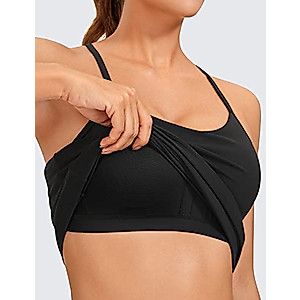 CRZ YOGA Butterluxe Womens Racerback Tank Top with Built in Bra - Spaghetti Thin Strap Padded Workout Slim Yoga Camisole Black Small