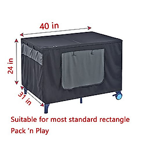 QXSMAHP Pack N Play Blackout Cover Crib Blackout Cover Stretchy Breathable Pack N Play Cover for Baby Provide More Cozy Dark Sleep Space (Black)